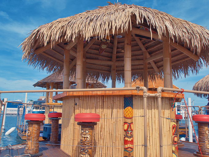 Those tiki masks aren't just decoration, they're the boat's way of saying "we're here to have a ridiculously good time and we're not apologizing for it."