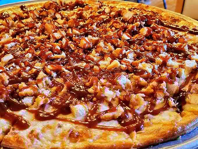 BBQ chicken pizza that makes you question all other pizzas you've ever loved &ndash; saucy, cheesy perfection on a perfect crust.