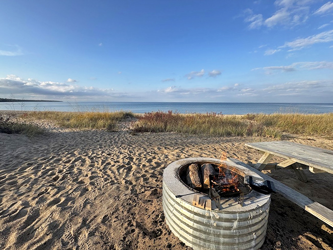 Beach bonfires elevate any evening at Seagull Point. Just add friends, marshmallows, and the hypnotic soundtrack of gentle waves nearby.