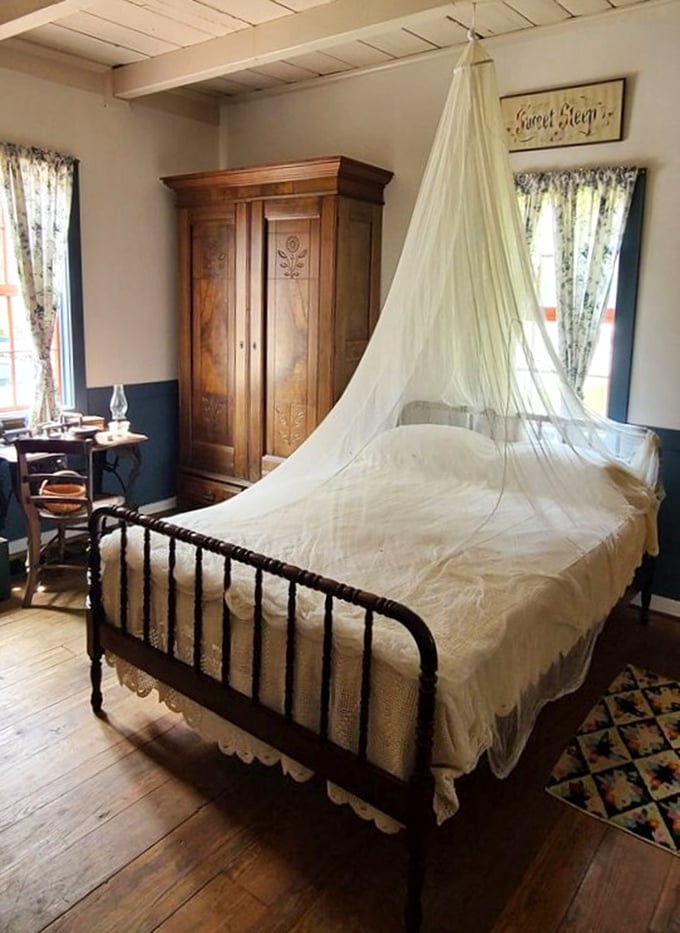 Sweet Sleep indeed &ndash; this bedroom reminds us that comfort is timeless, even if mosquito netting fashion has changed.