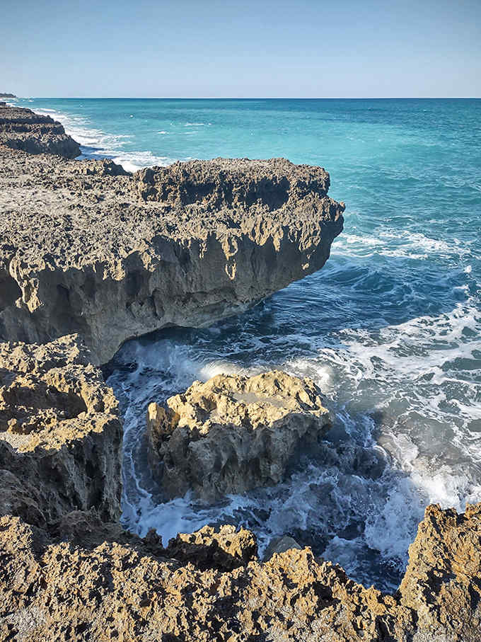 When winter storms churn the Atlantic, these limestone sentinels transform the shoreline into a dramatic theater of water and stone.