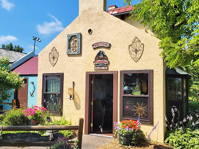 The sun-drenched entrance beckons adventurers with its stucco charm and nautical flair &ndash; the gateway to mini-golf Shangri-La.