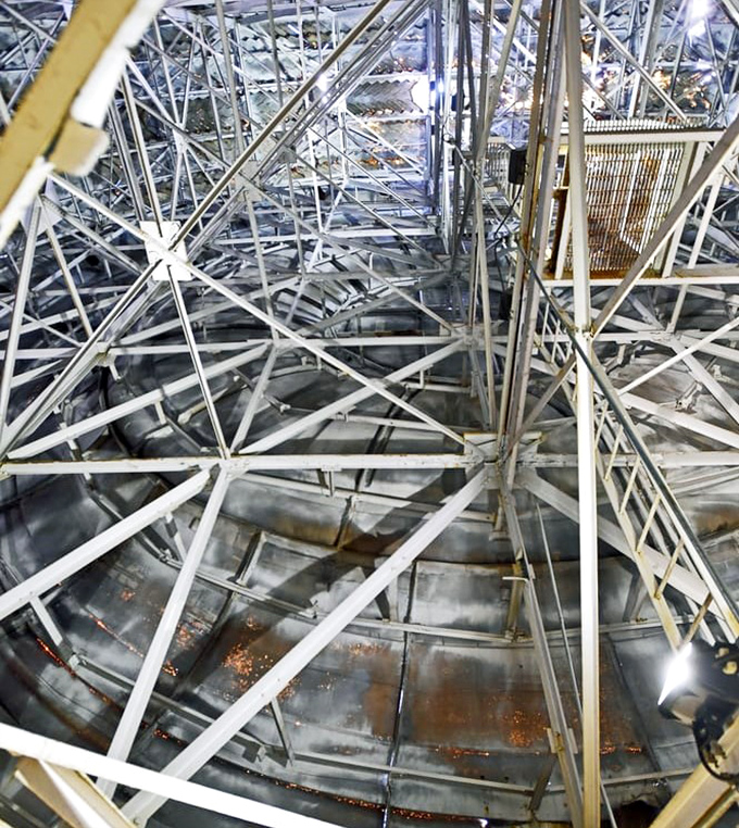 Peek inside the engineering marvel &ndash; a complex steel skeleton that's been supporting this massive monument since the 1960s.