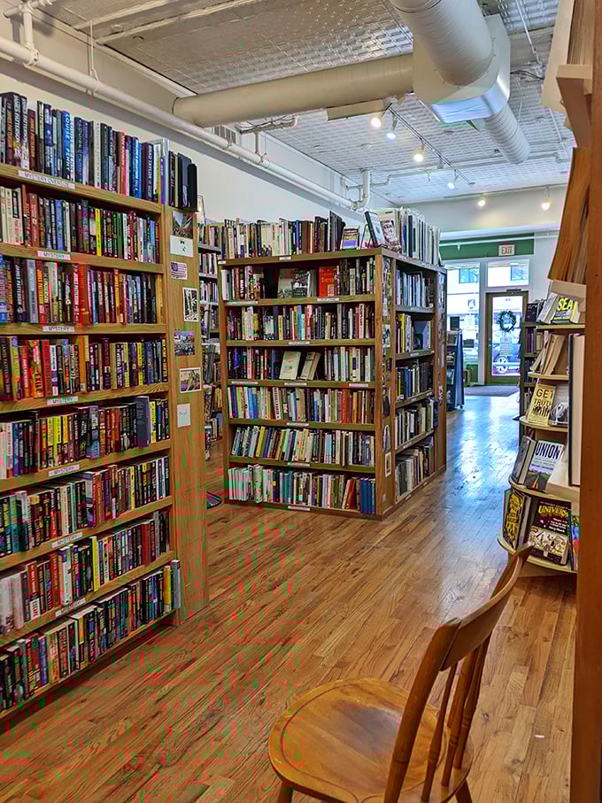 Wooden shelves create a labyrinth of literary possibilities where getting lost isn't just possible &ndash; it's practically mandatory.