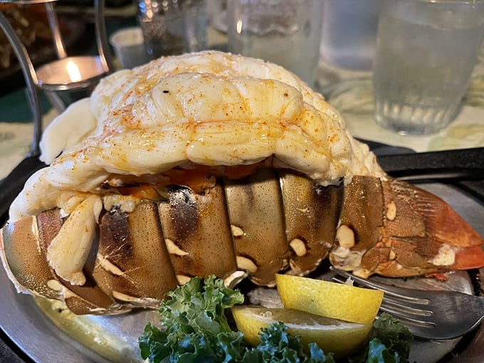 This lobster tail isn't just dinner, it's a revelation – sweet meat practically posing on the shell, waiting for its butter bath.