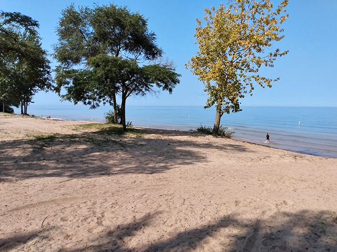 Crystal clear waters meet golden sands at McGraw Park's beachfront &ndash; Michigan's answer to tropical getaways.