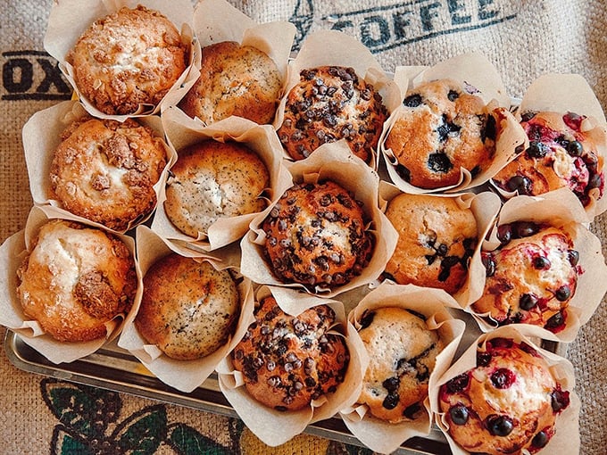 Muffins: These aren't just muffins&mdash;they're little domed miracles of moisture and flavor, each one bursting with Michigan-grown berries or nuts.