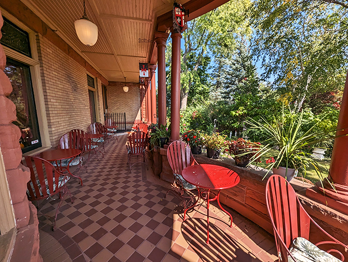 Outdoor dining with a view that makes you forget you're in Michigan, not the French countryside.