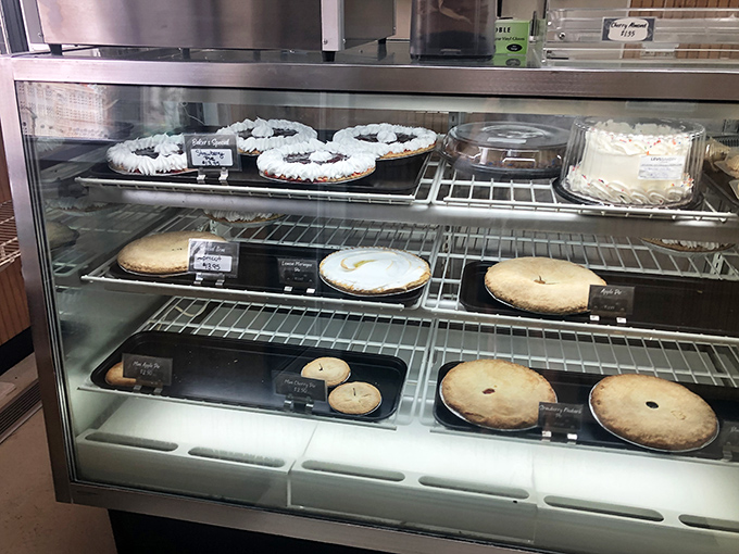 Those pies aren't messing around, sitting pretty in the case and waiting to make your next family dinner the stuff of legend.