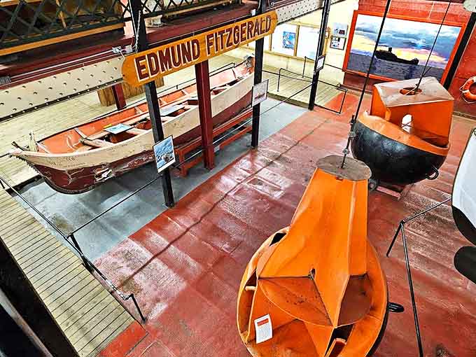 The Edmund Fitzgerald tragedy comes to life through this meticulously crafted model, a somber reminder of the Great Lakes' awesome power.