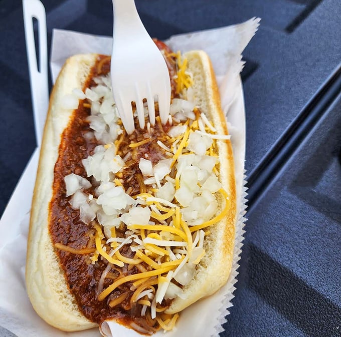 This Kraut Dog isn't playing around &ndash; tangy sauerkraut piled high on an Angus beef dog creates a perfect balance of flavors that dances on your taste buds.