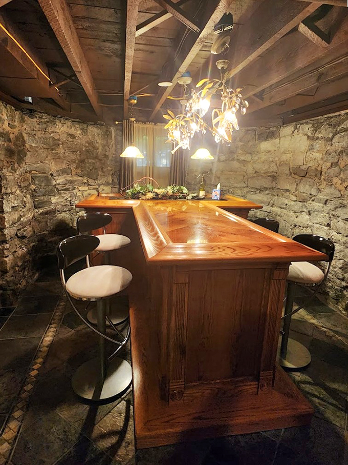 Stone Cellar Bar: Exposed stone walls and polished wood create an underground hideaway that feels like a secret club for distinguished guests only.