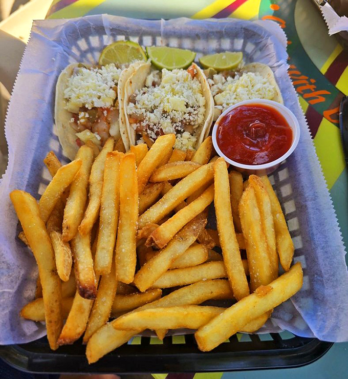 Tacos that tell a story: fresh fish, zesty toppings, and a squeeze of lime create the perfect handheld vacation for your mouth.