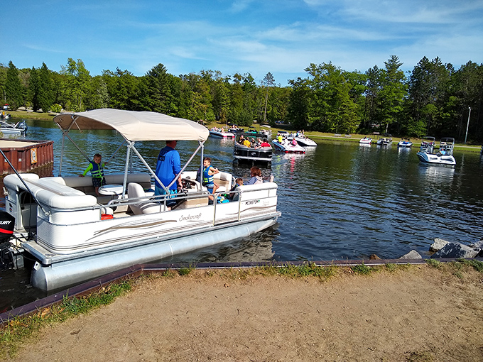 Lake life at its finest: The boat launch puts you minutes away from exploring 10,000 acres of some of Michigan's clearest waters.