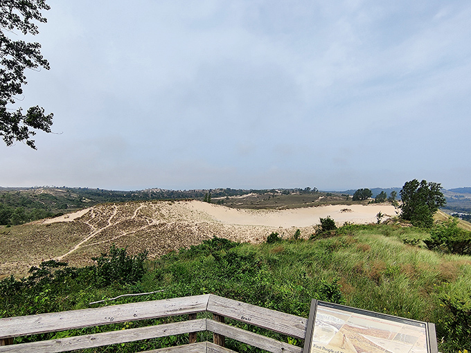 The viewing platform offers a moment of contemplation, where informational displays tell the geological story beneath your feet.
