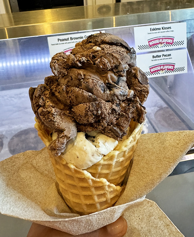 This chocolate mountain isn't just ice cream&mdash;it's therapy in a waffle cone, with each lick solving another of life's little problems.
