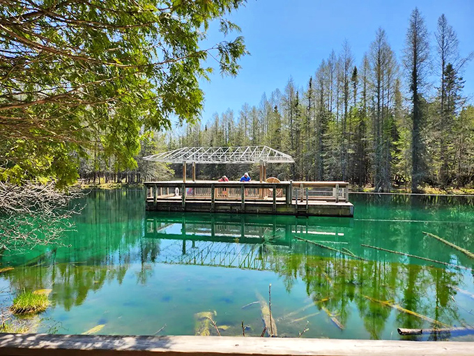 This floating observation raft isn't just practical&mdash;it's the perfect stage for your "I'm king of the world" moment.