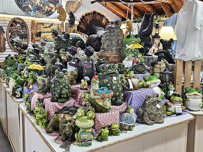 Who knew frogs could throw such a garden party? This amphibian gathering looks ready to break into song at any moment.