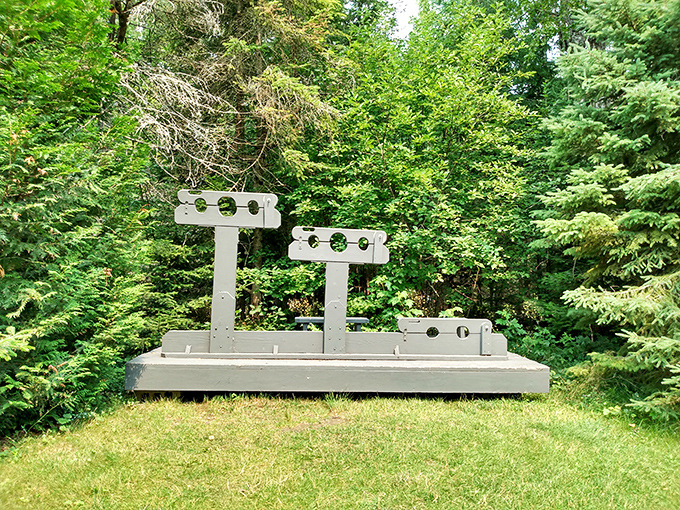 Colonial-era stocks? In Michigan? Someone had a wicked sense of humor when designing this historical display.