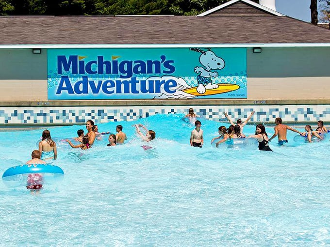 Michigan's Adventure pool area offers the perfect respite from summer heat, where splashing is encouraged and adulting is temporarily suspended.