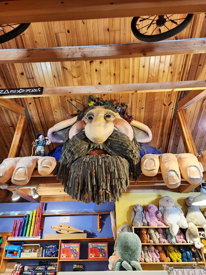 Meet the gentle giant who watches over the toy kingdom &ndash; this enormous troll with surprisingly kind eyes has become the unofficial greeter for generations of visitors.