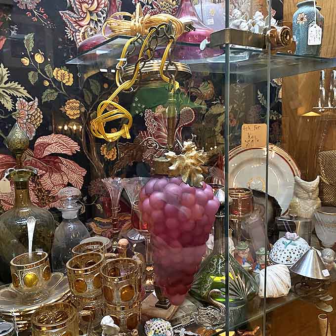 This glass cabinet could tell a thousand stories &ndash; from elegant dinner parties to casual cocktail hours where these treasures once played starring roles.