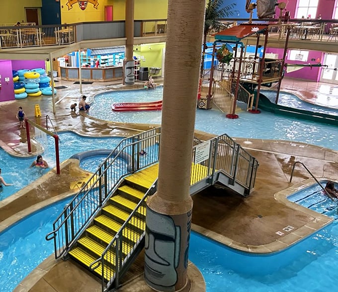 From the upper level, the full splendor of Surfari Joe's reveals itself &ndash; a carefully orchestrated symphony of splashes and smiles.