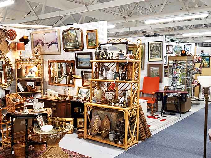 This booth looks like someone raided your coolest grandpa's garage &ndash; vintage tools and gadgets that modern hands have forgotten how to use.