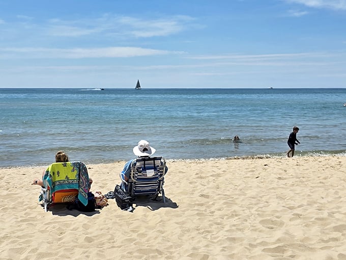 Beach day perfection &ndash; where comfortable chairs and good company meet Michigan's spectacular waterfront views.