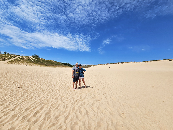 Sand dunes become a playground for adventurers of all ages. The unofficial rule: what goes up must come down... preferably with joyful shouts.