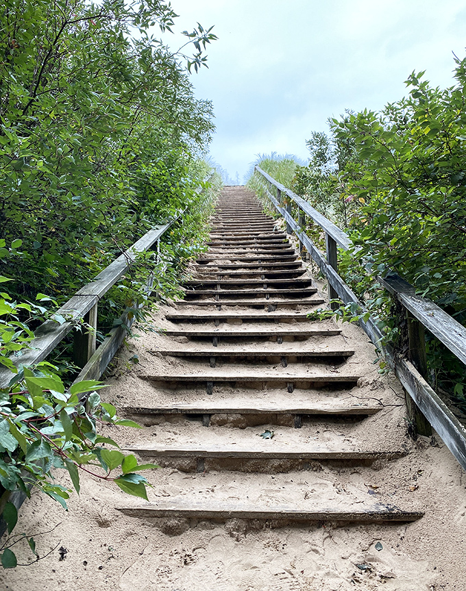 These wooden steps aren't just a path to the beach &ndash; they're a stairway to serenity, worth every bit of effort.