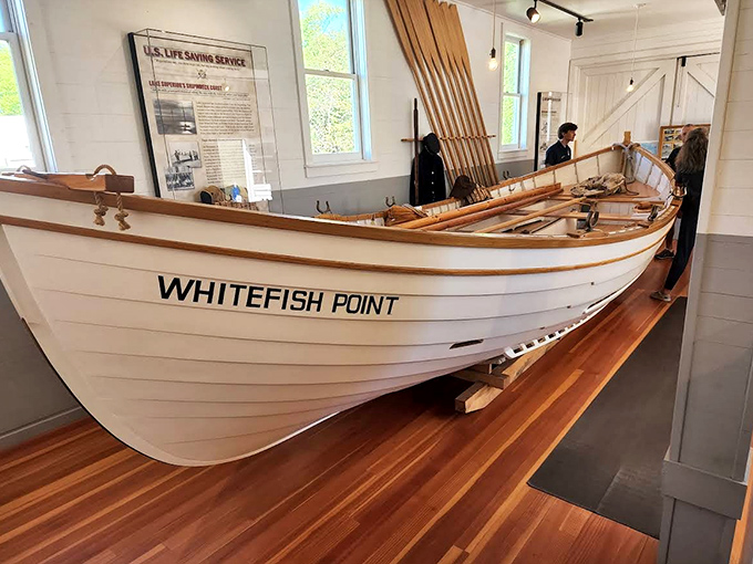 The Whitefish Point surfboat replica showcases the craftsmanship that went into these rescue vessels&mdash;beautiful woodwork that had to withstand nature's worst tantrums.