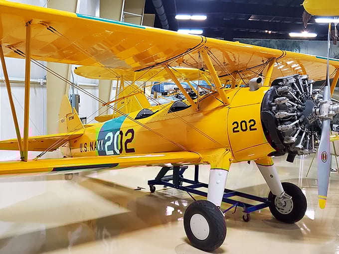 The sunny yellow Stearman biplane brings barnstorming days to life &ndash; when pilots wore leather helmets and goggles and called the wind their office. 