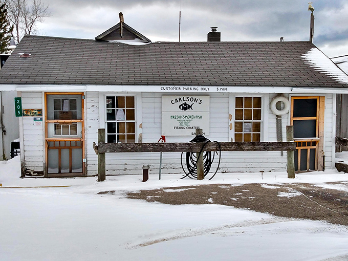 Carlson's Fishery, where fish smoking is an art form and the building itself looks like it could tell a thousand stories about Lake Michigan.