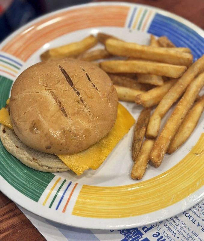 Simple perfection: A classic cheeseburger that proves Sharky's knows its way around land fare just as well as seafood.