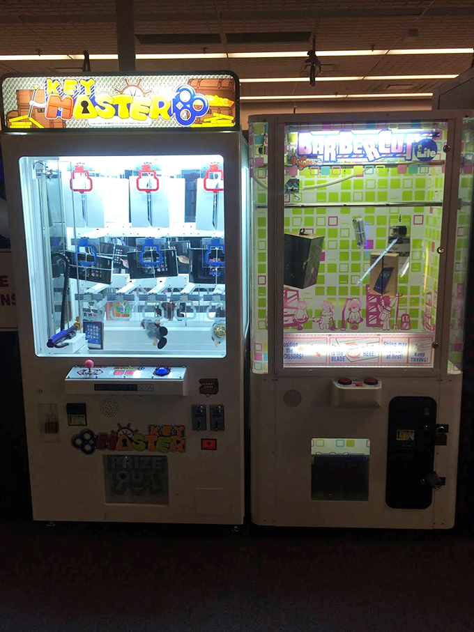 Try your luck at these colorful claw machines, where stuffed prizes dangle tantalizingly close, just waiting for the perfect grab.