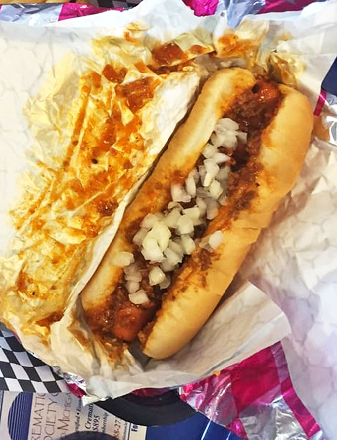 The legendary Coney Dog with its perfect balance of chili, mustard, and diced onions makes taste buds dance with joy.