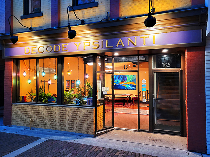 Decode Ypsilanti's glowing storefront beckons puzzle enthusiasts with the promise of brain-teasing adventures and teamwork triumphs.