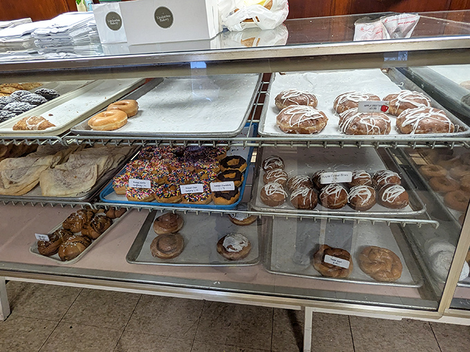 The display case offers a tantalizing array of freshly made donuts &ndash; get there early, as favorites sell out faster than you can say "fika."