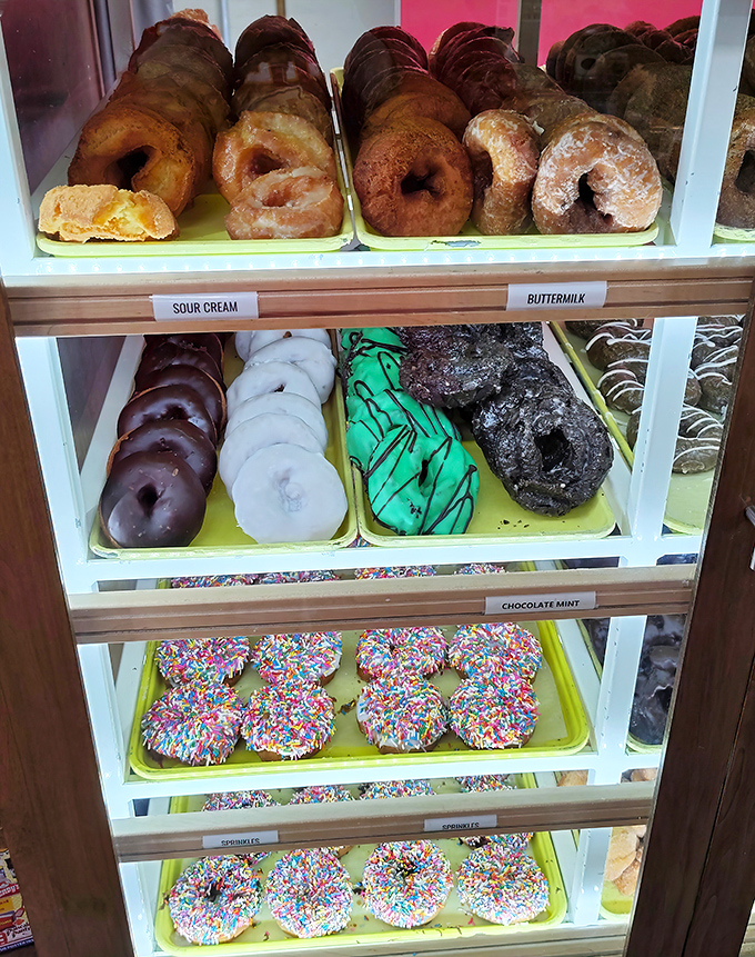 Donut heaven exists, and it's arranged in neat rows at Yoder's, from classic glazed to chocolate-dipped delights that tempt even the strongest willpower.