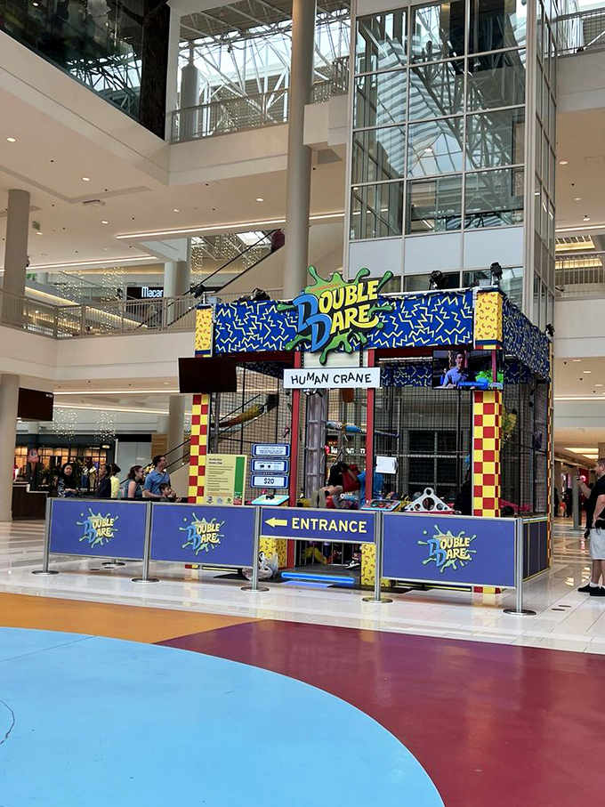 The Double Dare Human Crane brings the messy game show to life, minus the actual slime, which is either disappointing or a relief.