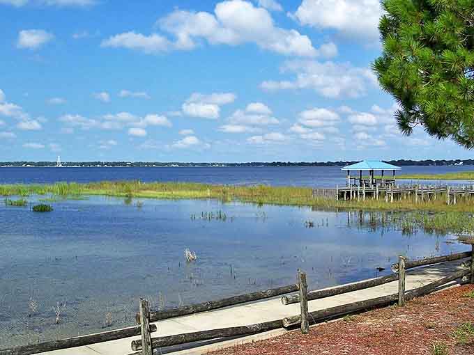 Lake Jackson's serene waters reflect perfect Florida skies, offering a playground for everything from fishing to sunset appreciation.