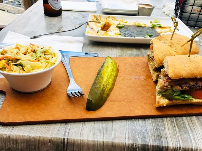 A perfect marriage of flavors &ndash; blackened Mahi meets fresh toppings while coleslaw waits patiently on the side, knowing its crunchy moment will come.