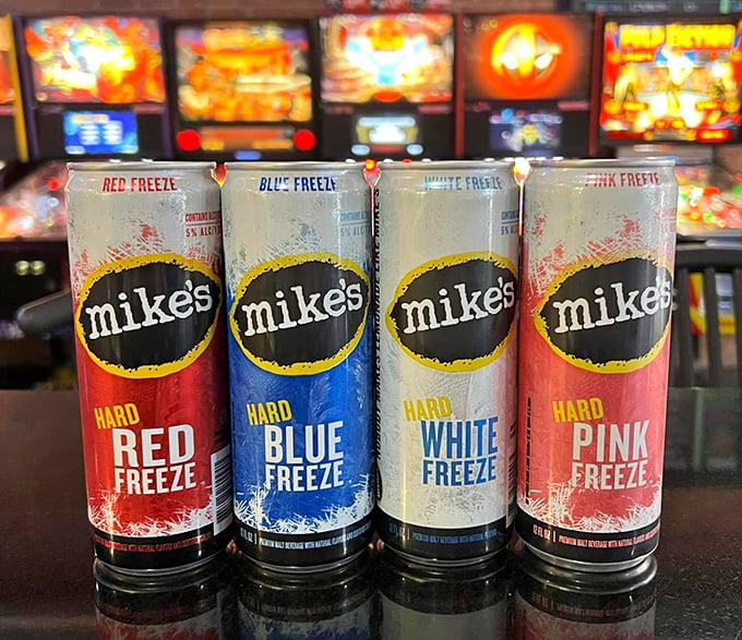 Mike's Hard Freeze drinks bring the color-coded fun of video game power bars to life &ndash; red, blue, white and pink options for between-game refreshment.
