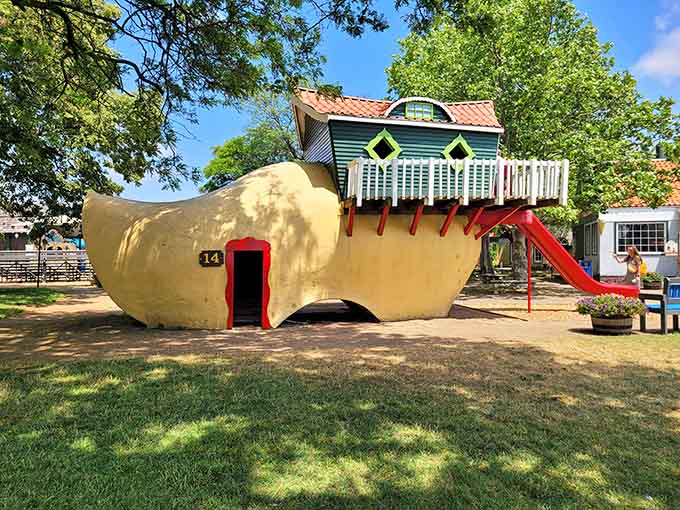 Nothing says "Dutch whimsy" quite like a giant wooden shoe that doubles as the coolest playhouse any kid could imagine.