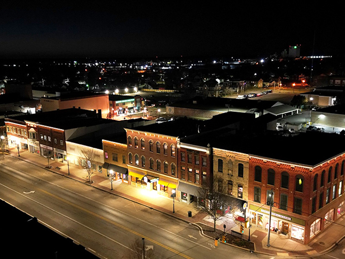As darkness falls, Sturgis transforms &ndash; historic buildings glow with warmth, inviting evening explorers into their century-old embrace.
