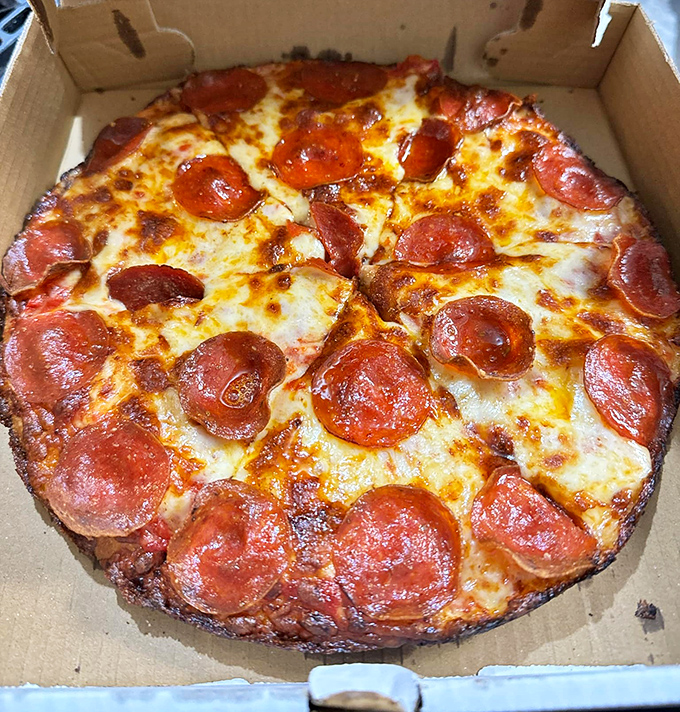 Pepperoni pizza perfection &ndash; those little cups of crispy-edged pepperoni are collecting flavor pools that'll make your taste buds dance.