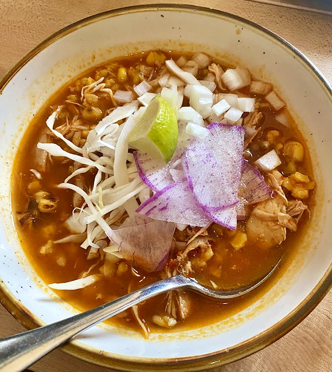 Traditional Mexican flavors dance with fresh toppings in this hearty stew &ndash; comfort food with a sophisticated twist.