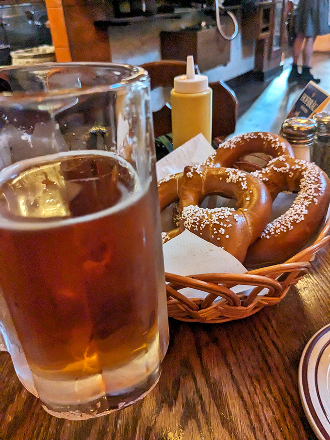 A perfect marriage: soft Bavarian pretzel meets amber beer. Some relationships are just meant to be, especially when salt is involved.