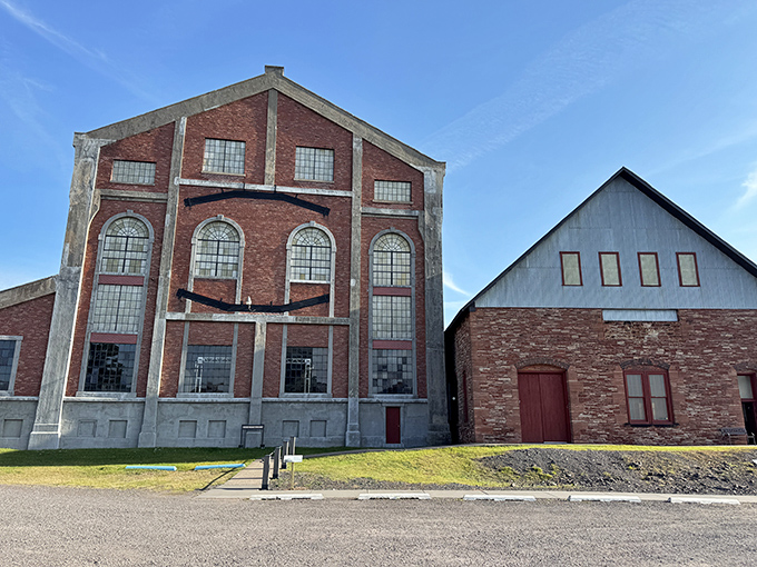 The historic Quincy Mine's imposing brick structures tell tales of copper mining that shaped the Keweenaw Peninsula's destiny.